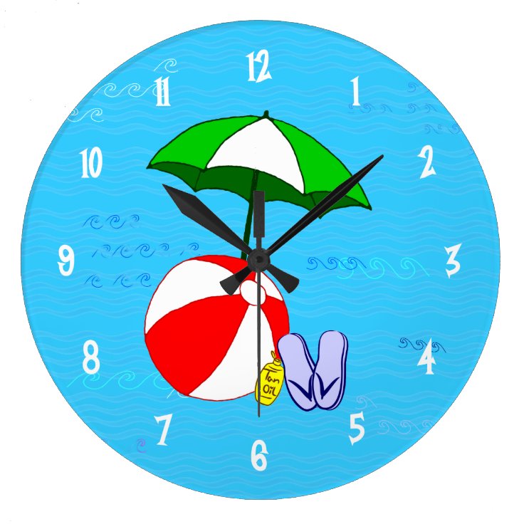 Beach Ball Pool Toys Wall Clock White Numbers | Zazzle