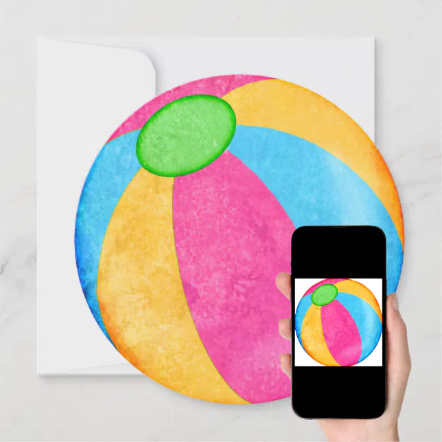 Beach ball theme circle party invitations | Zazzle