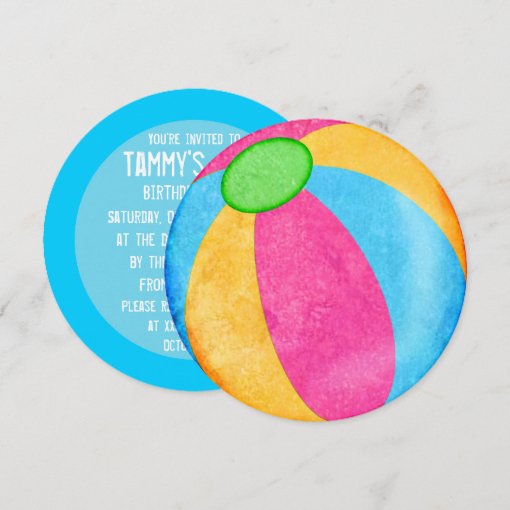 Beach ball theme circle party invitations | Zazzle