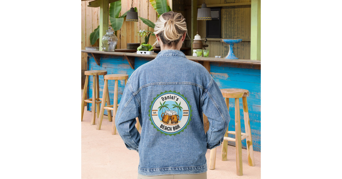 Beach Bar Beers Denim Jacket | Zazzle