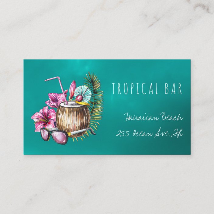 Beach bar tropical bartender business cards | Zazzle.com