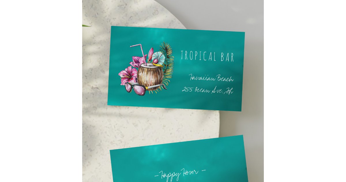 Beach bar tropical bartender business cards | Zazzle