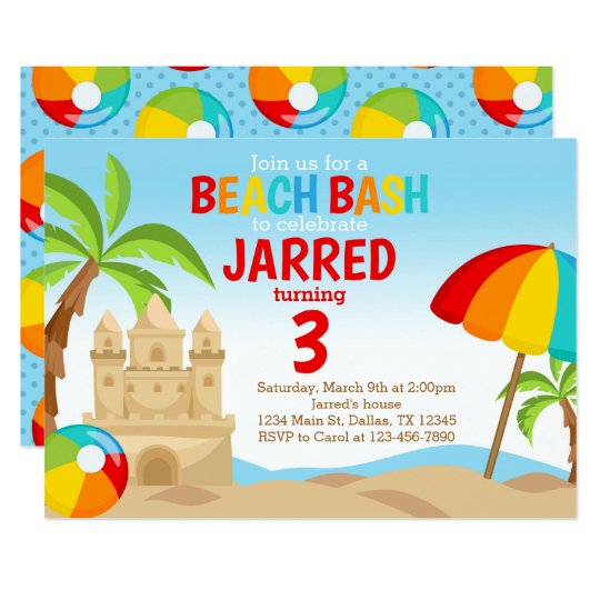 Beach Bash Birthday Party Invitation Invite | Zazzle.com