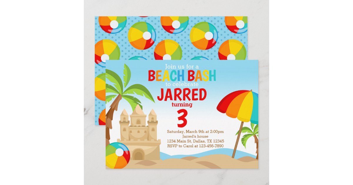 Beach Bash Birthday Party Invitation Invite | Zazzle
