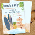 Beach Bash Graduation Party Surfboard Invitation | Zazzle