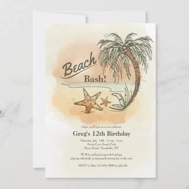 Beach Bash Invitation | Zazzle