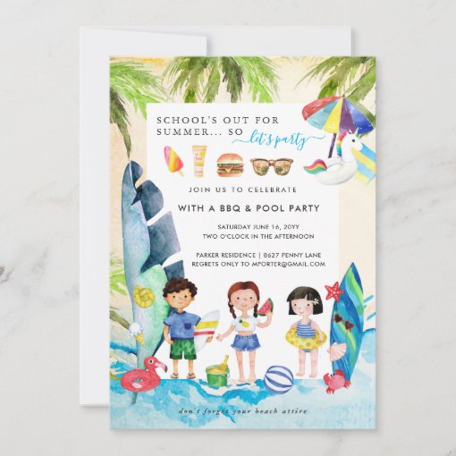 Beach Bash | Schools Out Summer Party Invitation | Zazzle