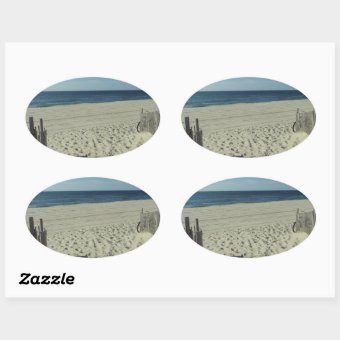 Beach Beauty Oval Sticker | Zazzle
