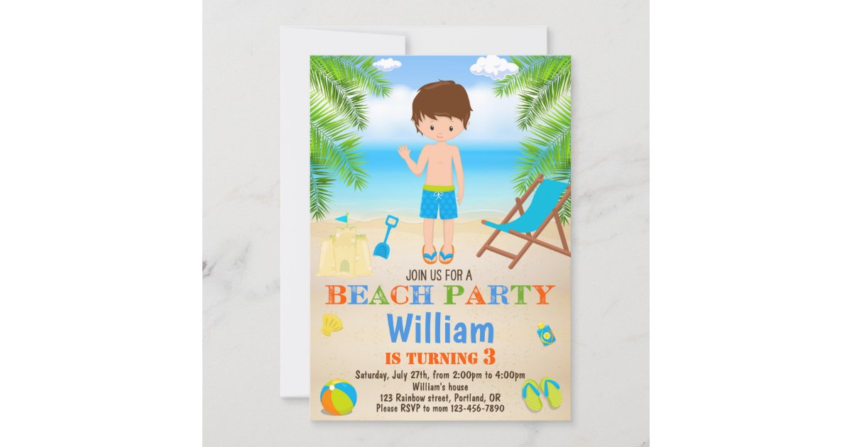 Beach birthday invitation Beach invitation for boy | Zazzle