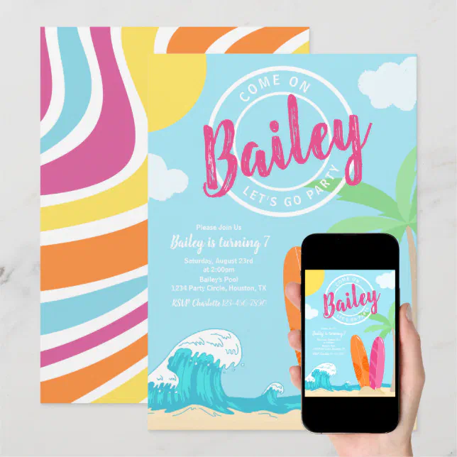 Beach Birthday Invitation | Girl Beach Invitation | Zazzle