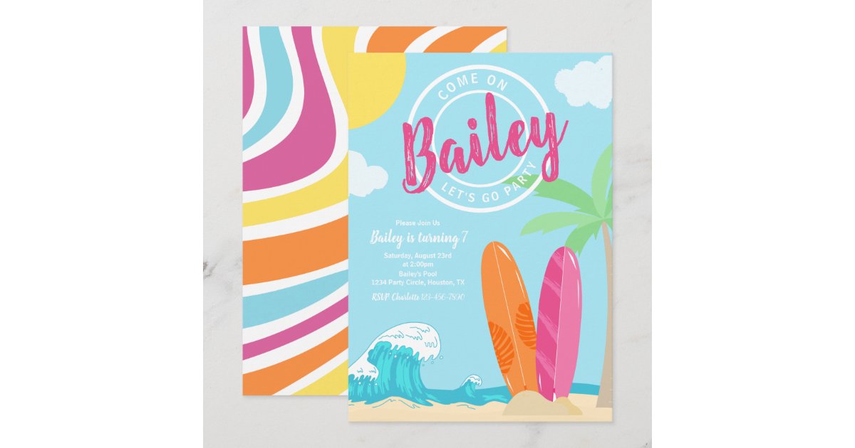 Beach Birthday Invitation | Girl Beach Invitation | Zazzle