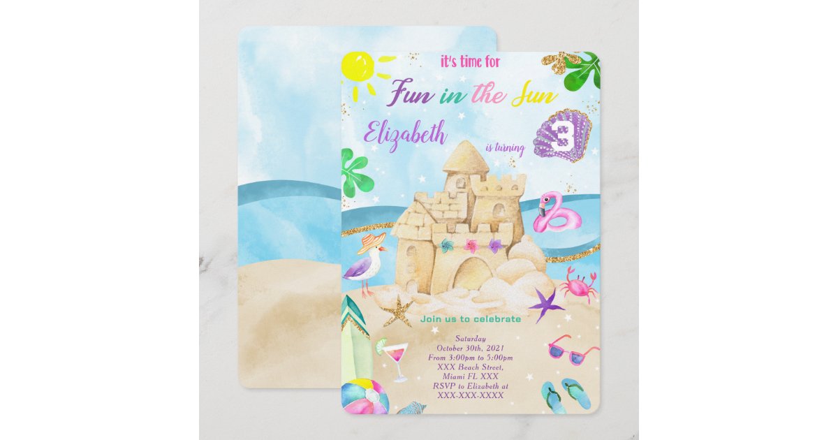 Beach Birthday Invitations | Zazzle