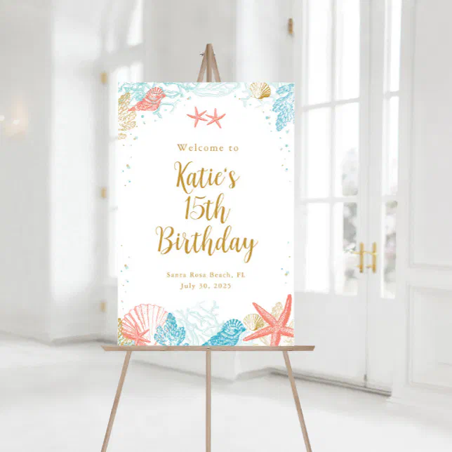 Beach Birthday Party Welcome Sign | Zazzle