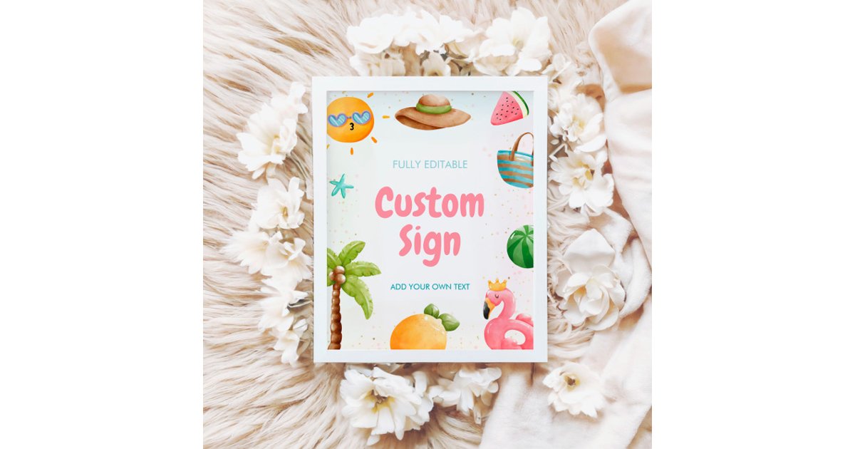 Beach Birthday Sign, Pool Party Sign | Zazzle