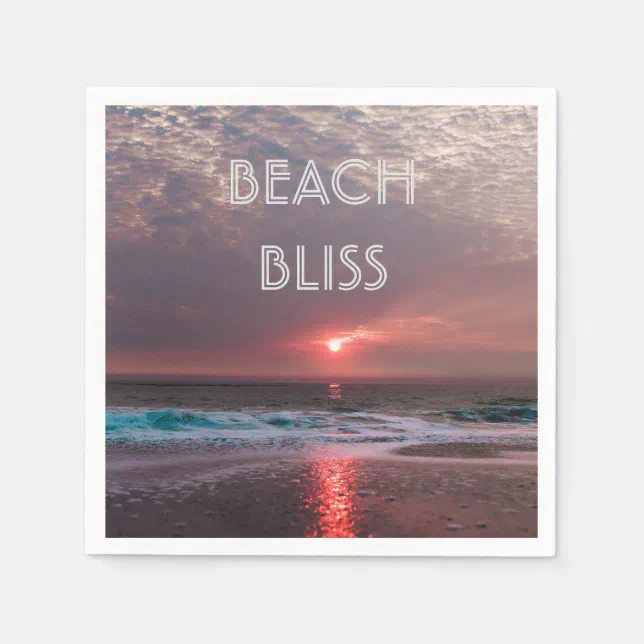 Beach Bliss Tropical Paradise Sunset Editable Paper Napkins | Zazzle