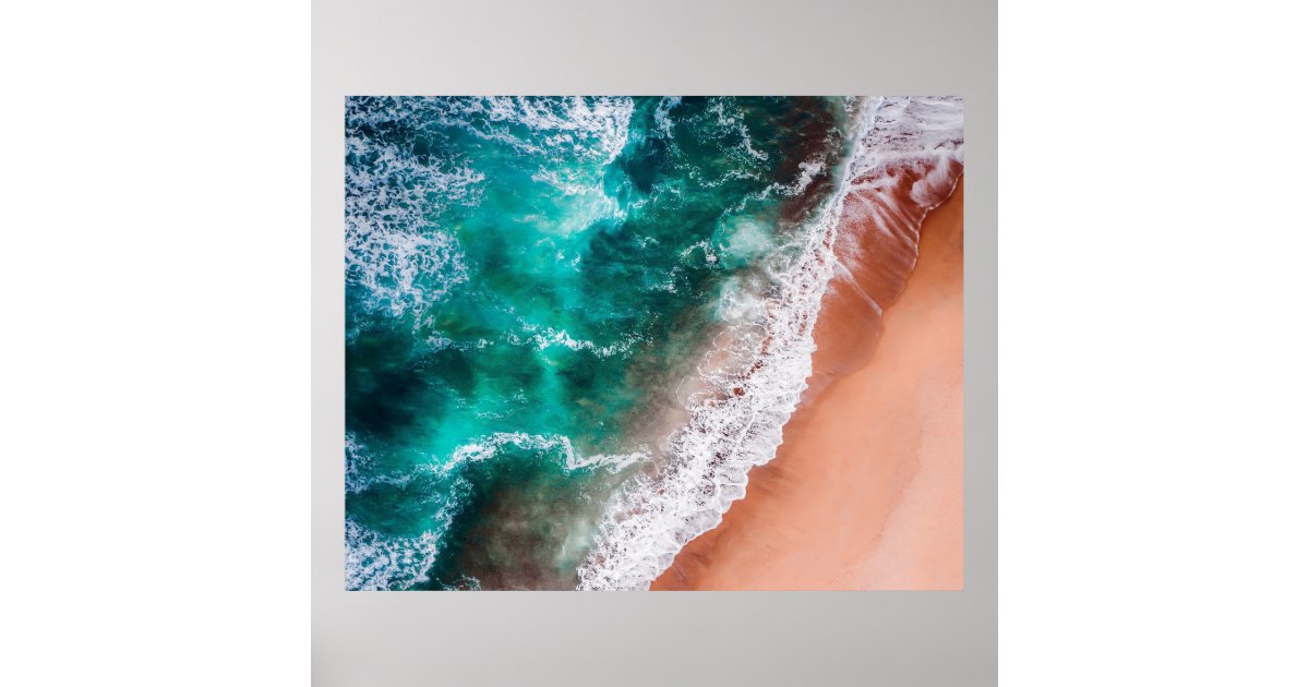 Beach Blue ocean wave coastal Poster | Zazzle