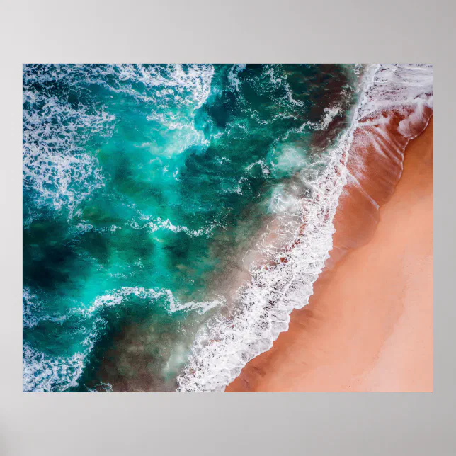 Beach Blue ocean wave coastal Poster | Zazzle