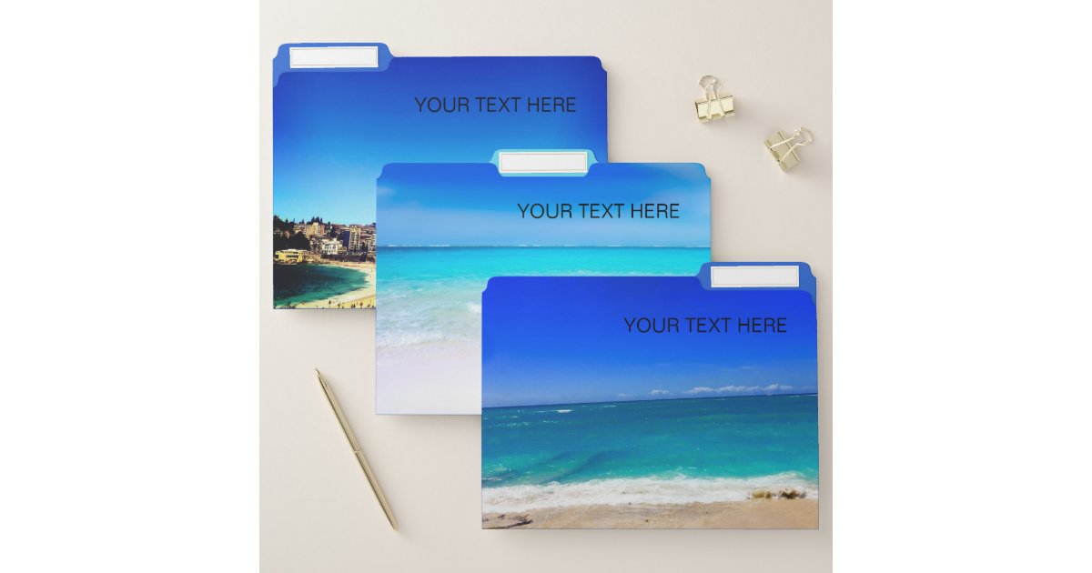 Beach Blues Aquas Custom Modern File Folder | Zazzle