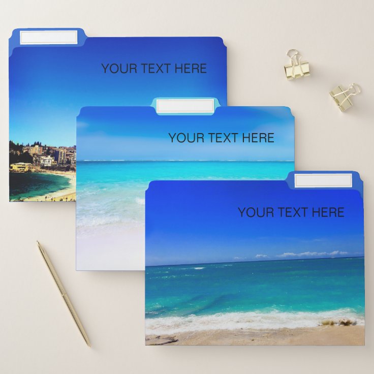 Beach Blues Aquas Custom Modern File Folder | Zazzle