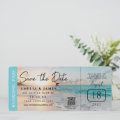 Beach Boarding Pass Save the Date wedding Invitation | Zazzle