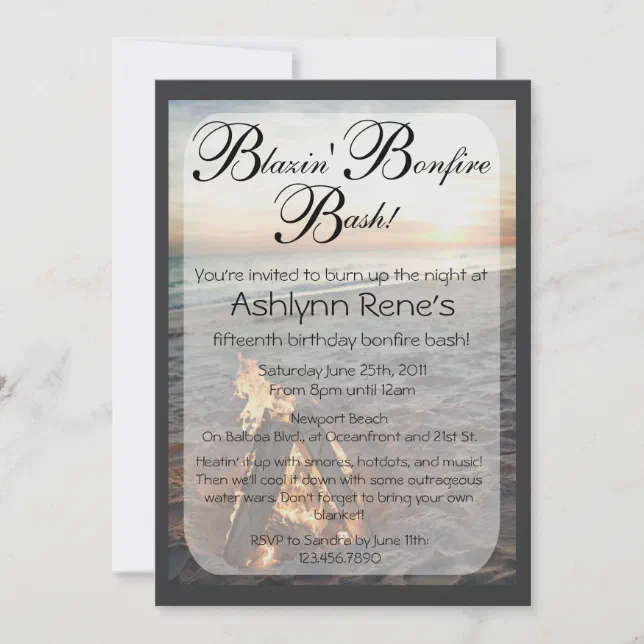 Beach Bonfire Invitation | Zazzle