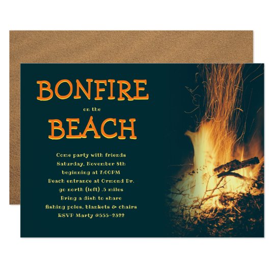 Beach Bonfire Nighttime Party Invitation | Zazzle.com