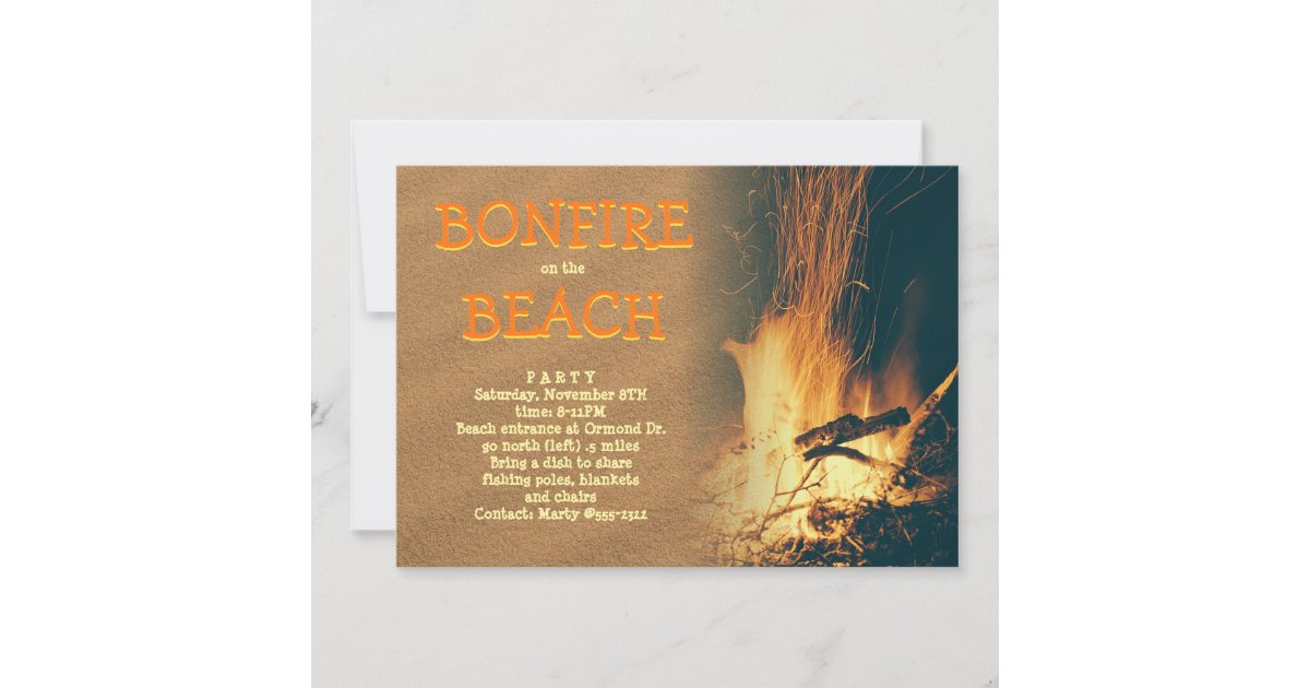 Beach Bonfire Party Celebration Invitation | Zazzle