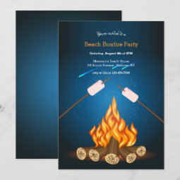 Beach Bonfire Party Invitation | Zazzle