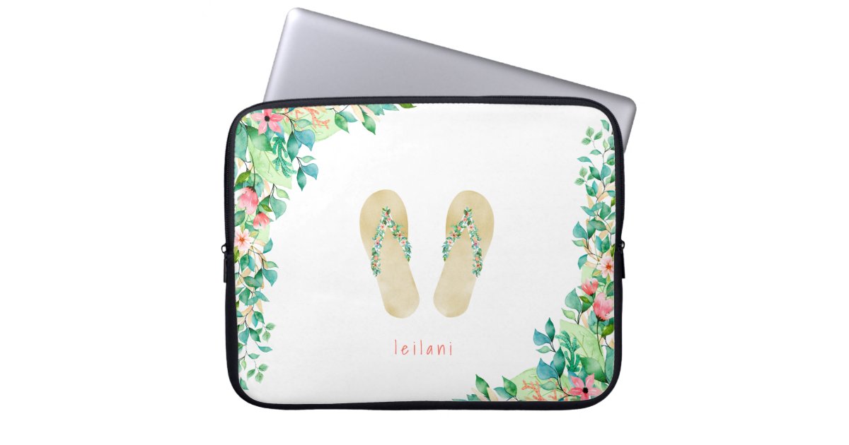 Beach Botanical Flip Flops Laptop Sleeve | Zazzle