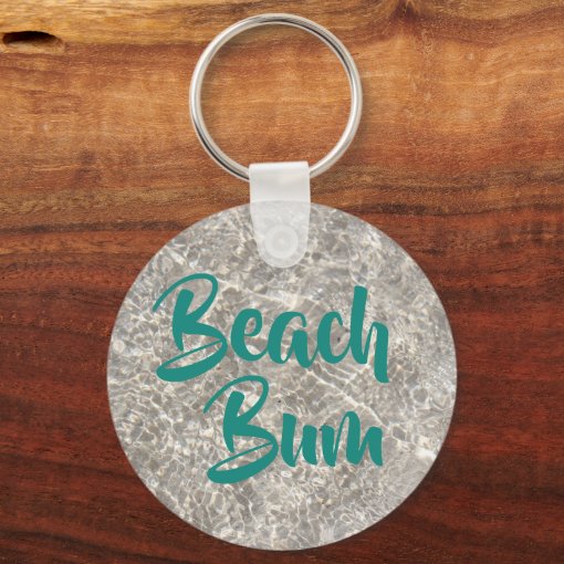Beach bum water on beach sand keychain | Zazzle
