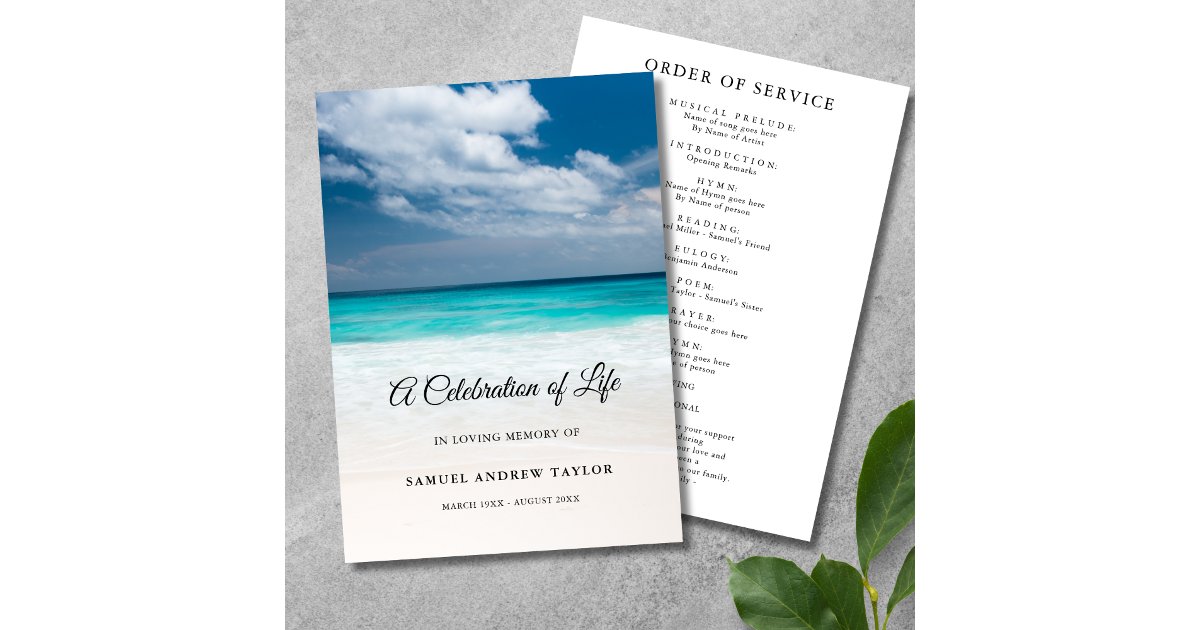 Beach Celebration of Life Funeral Program | Zazzle