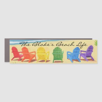 Beach Chair Rainbow Beach Life Bumper Sticker Car Magnet | Zazzle