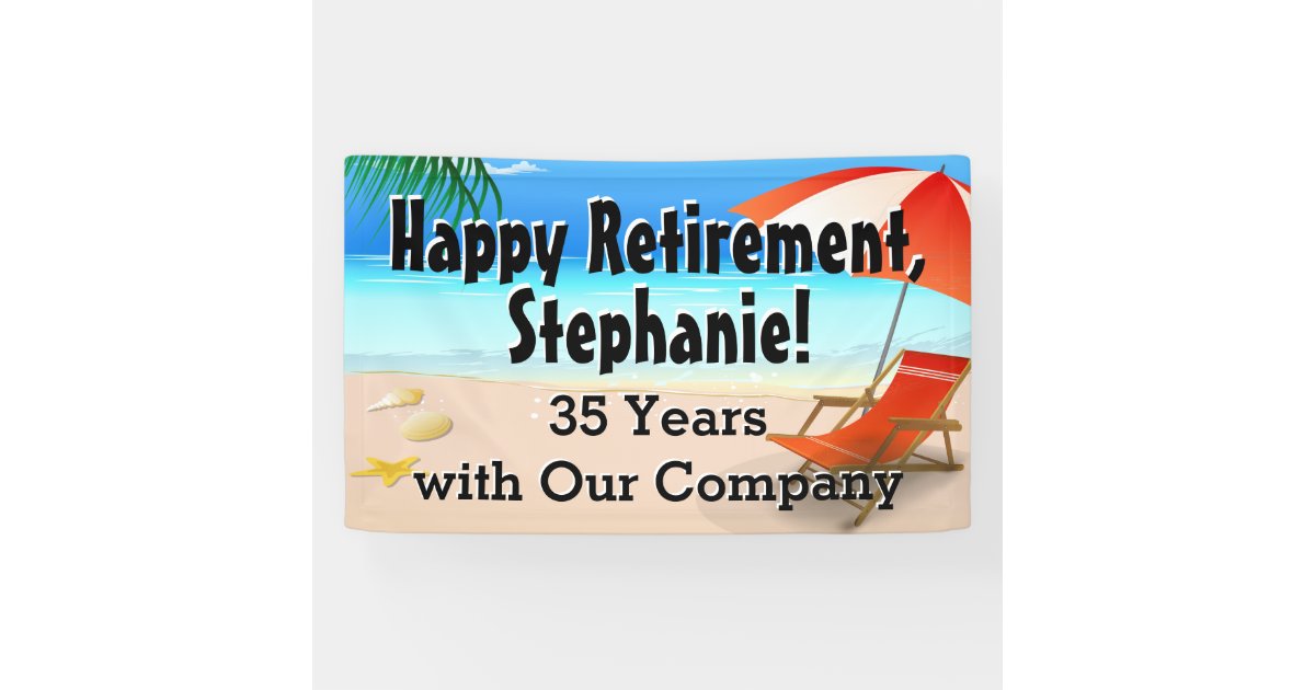 Beach Chair Scene Custom Retirement Party Banner | Zazzle