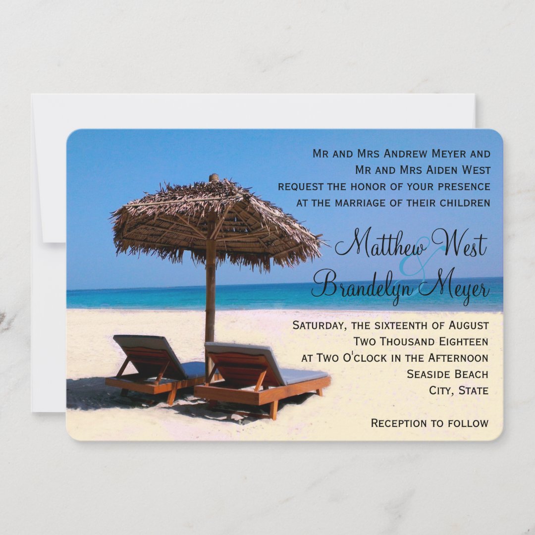 Beach Chairs Destination Wedding Invitation | Zazzle