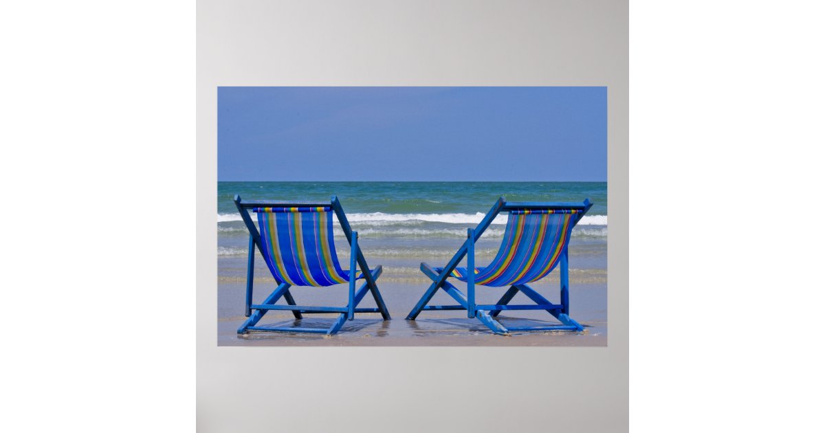 beach chairs poster | Zazzle