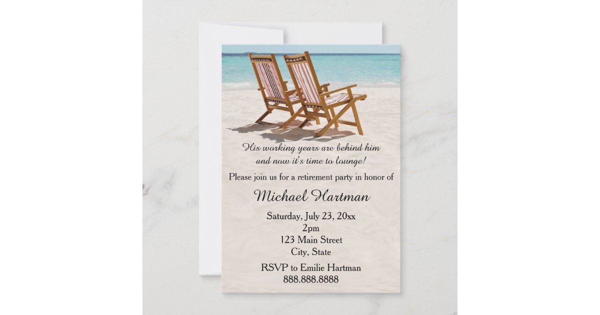 Beach Chairs Retirement Party Invitations | Zazzle