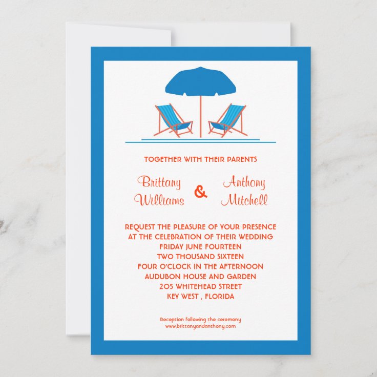 Beach Chairs Wedding Invitation | Zazzle