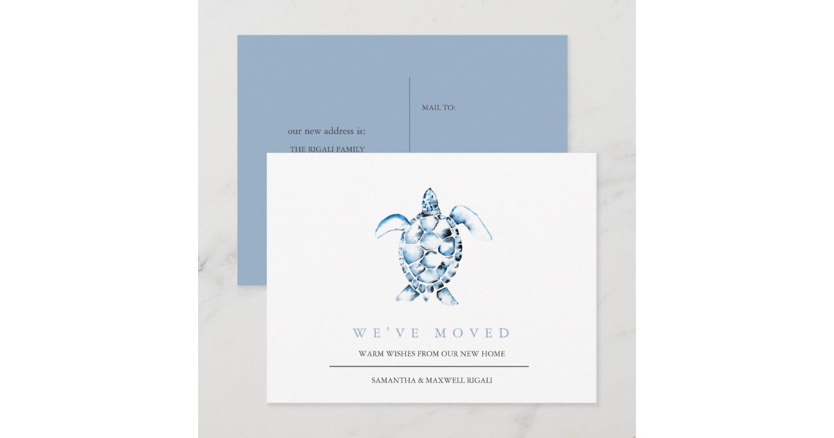Beach Change of Address Card Blue Sea Turtle | Zazzle