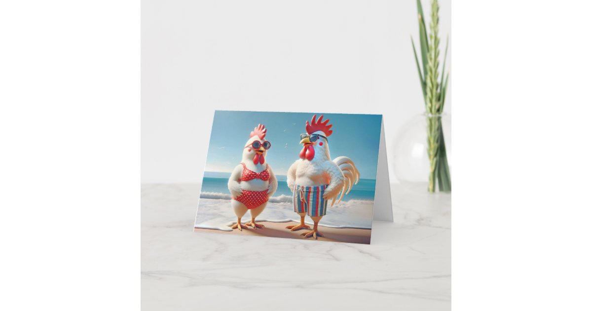 Beach Chickens For Birthday Card | Zazzle