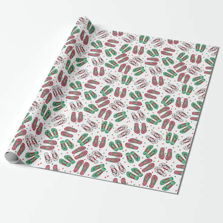 Beach Christmas Flip Flops Wrapping Paper | Zazzle