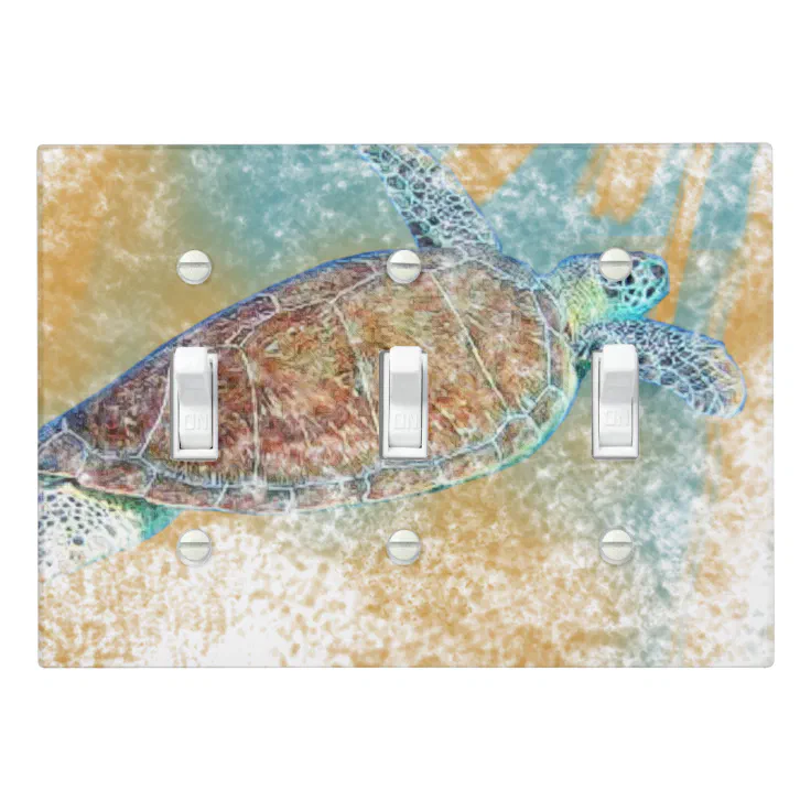 Beach Coastal Art with Sea Turtle Light Switch Cover | Zazzle