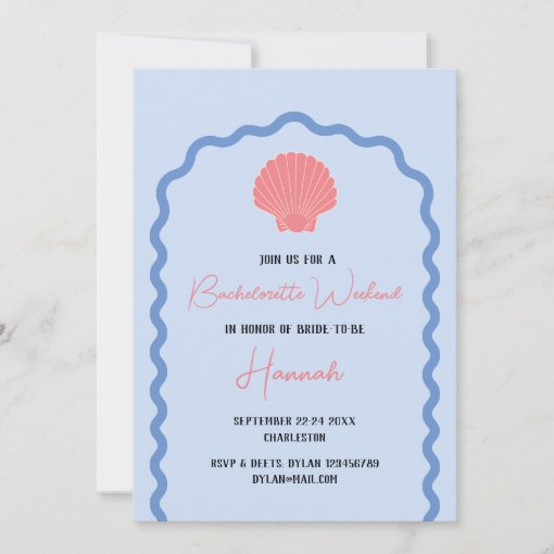 Beach Coastal Bachelorette Weekend Seashell Invitation | Zazzle