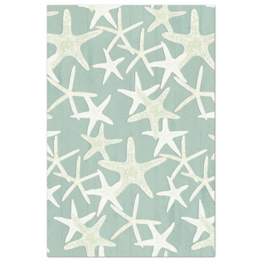 Beach Coastal Home Decor Starfish Mint Decoupage Tissue Paper | Zazzle