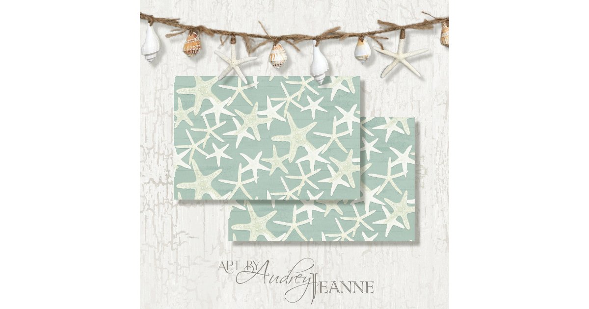 Beach Coastal Home Decor Starfish Mint Decoupage Tissue Paper | Zazzle