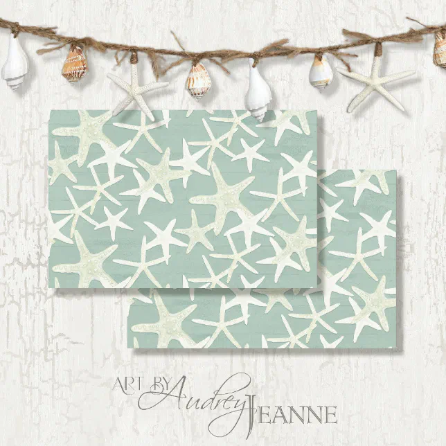 Beach Coastal Home Decor Starfish Mint Decoupage Tissue Paper | Zazzle