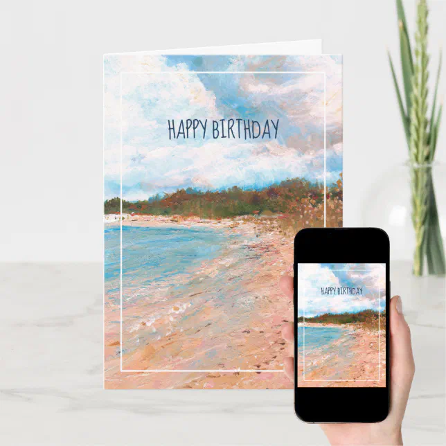 Beach Coastal Michigan Shoreline Happy Birthday Card | Zazzle
