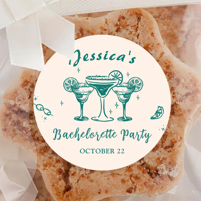 Beach & Cocktail Bachelorette Party Classic Round Sticker | Zazzle