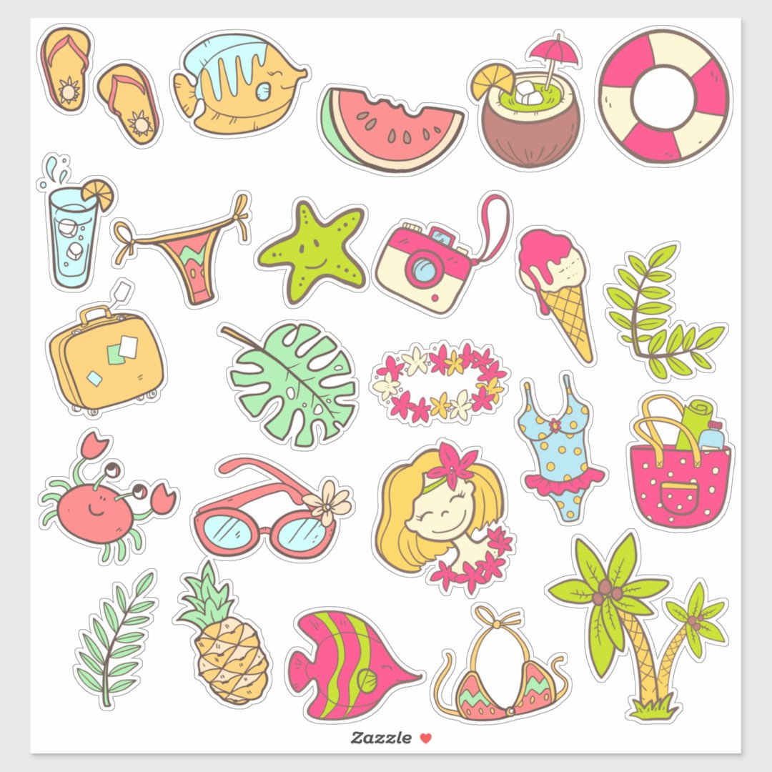 Beach Collection Pack Sticker | Zazzle