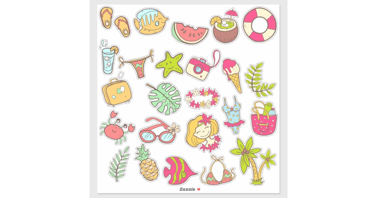 Beach Collection Pack Sticker | Zazzle