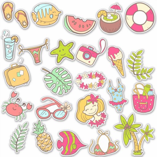 Beach Collection Pack Sticker | Zazzle